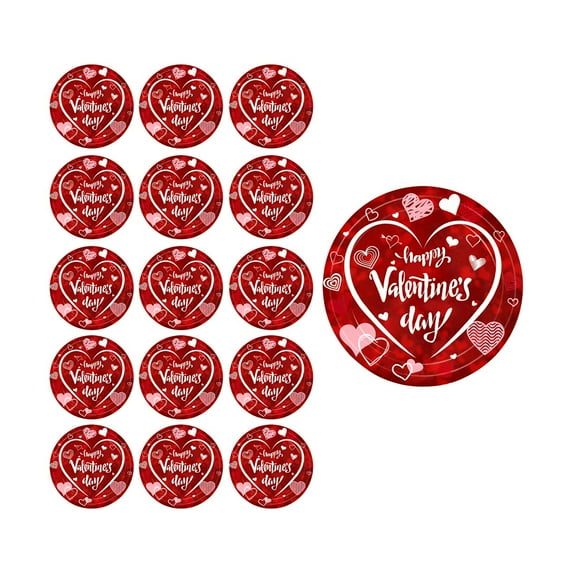 B Valentine'S Day Disposable Paper Plates, 9-Inch Red Heart Design With ...