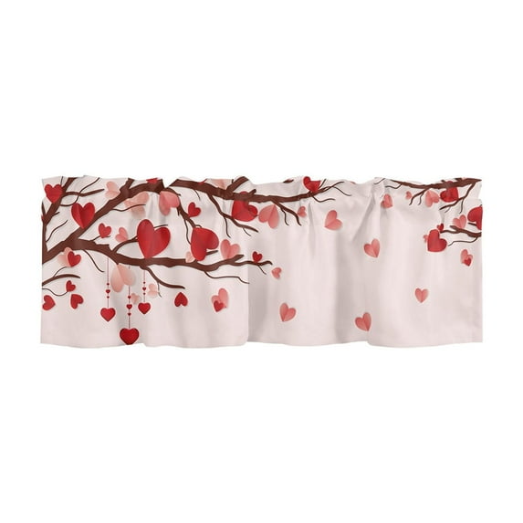 B Valentine’S Day Kitchen Curtain With Heart Pattern, Semi-Sheer ...