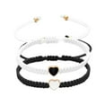 B Valentines Day Couple Bracelets Adjustable Braided Rope With Metal ...