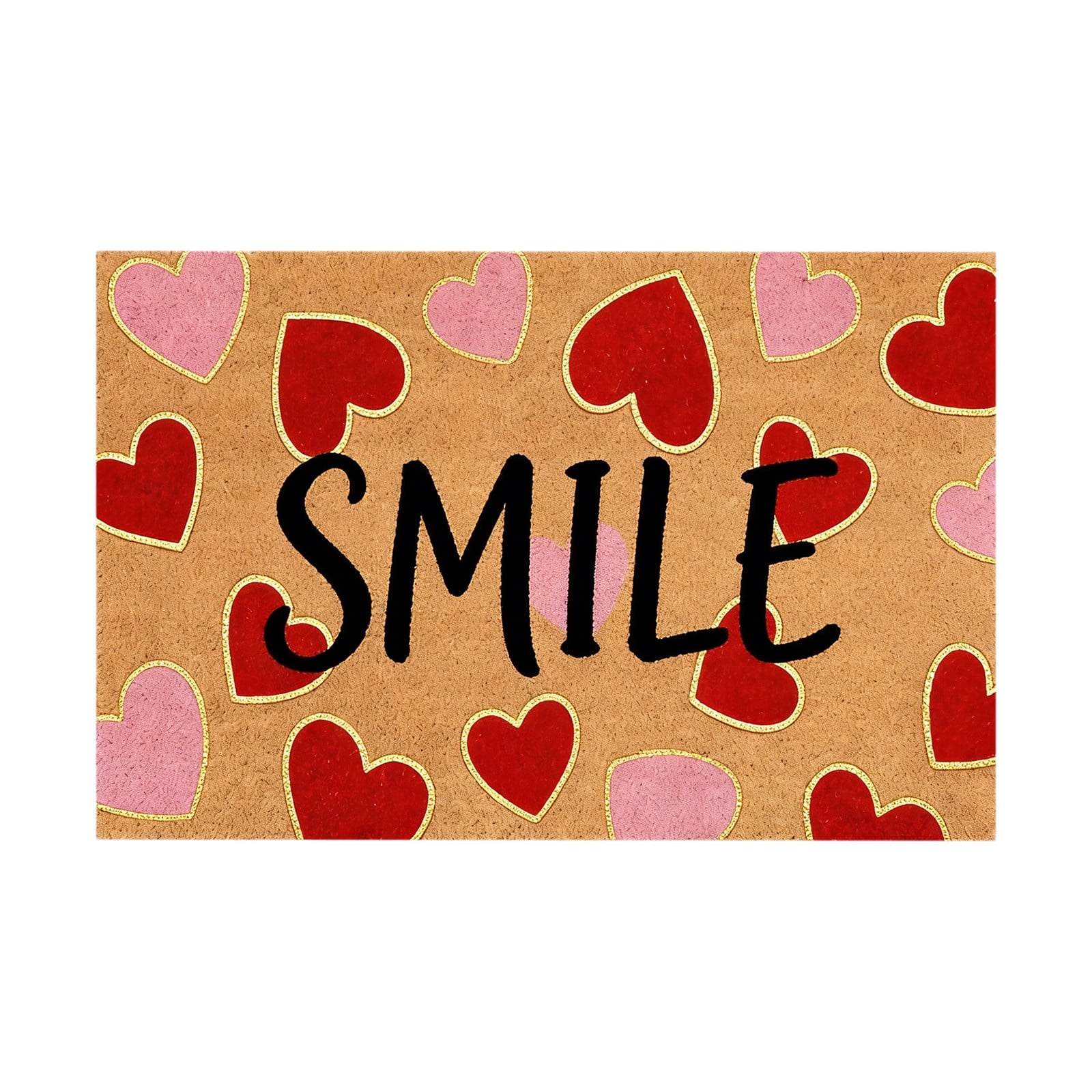 B Valentines Day Welcome Doormat Red And Pink Heart Sweet Plush Rug For ...