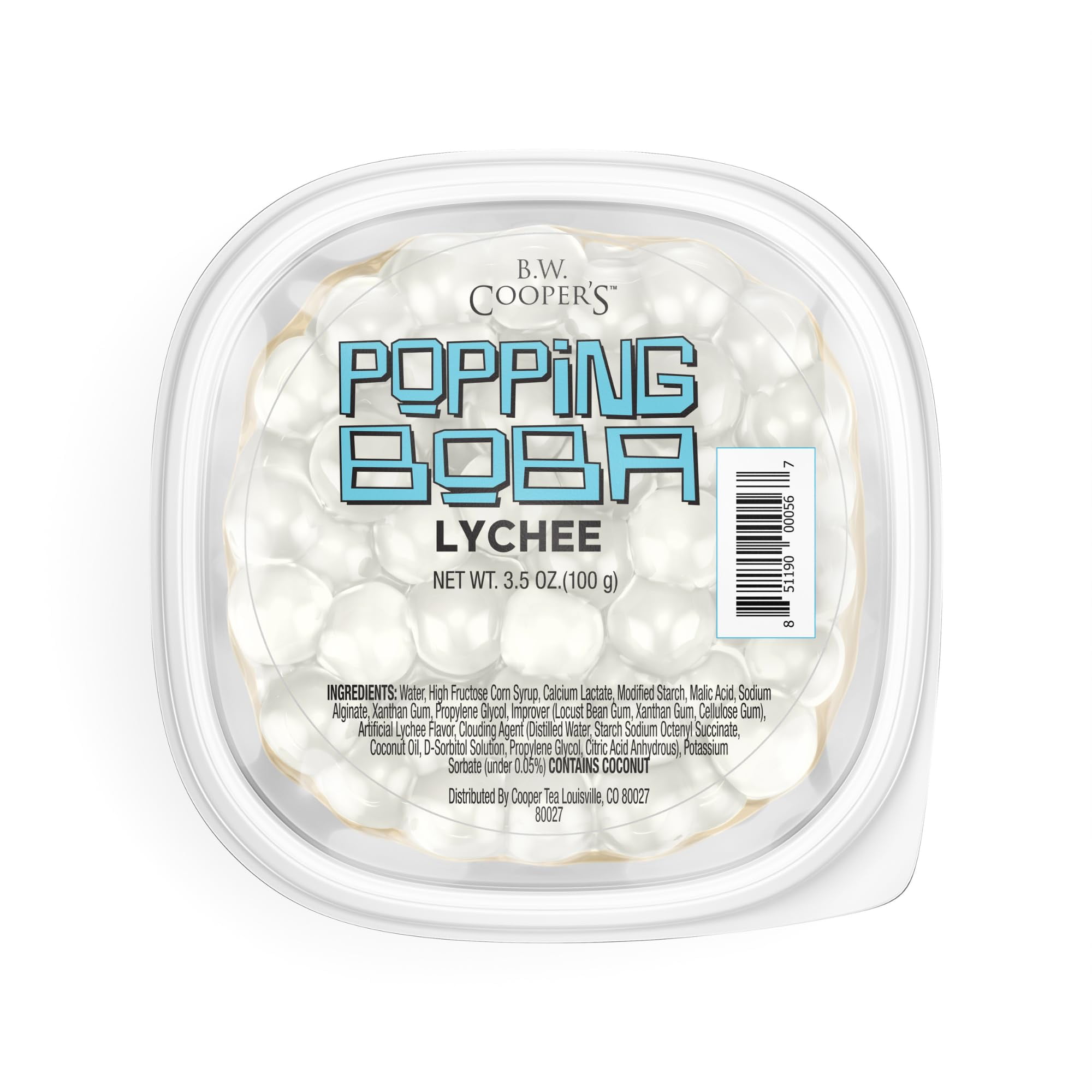B.W. Cooper's Popping Boba IFF17 Cups, Lychee Boba Pearls, 100g, 16 ...