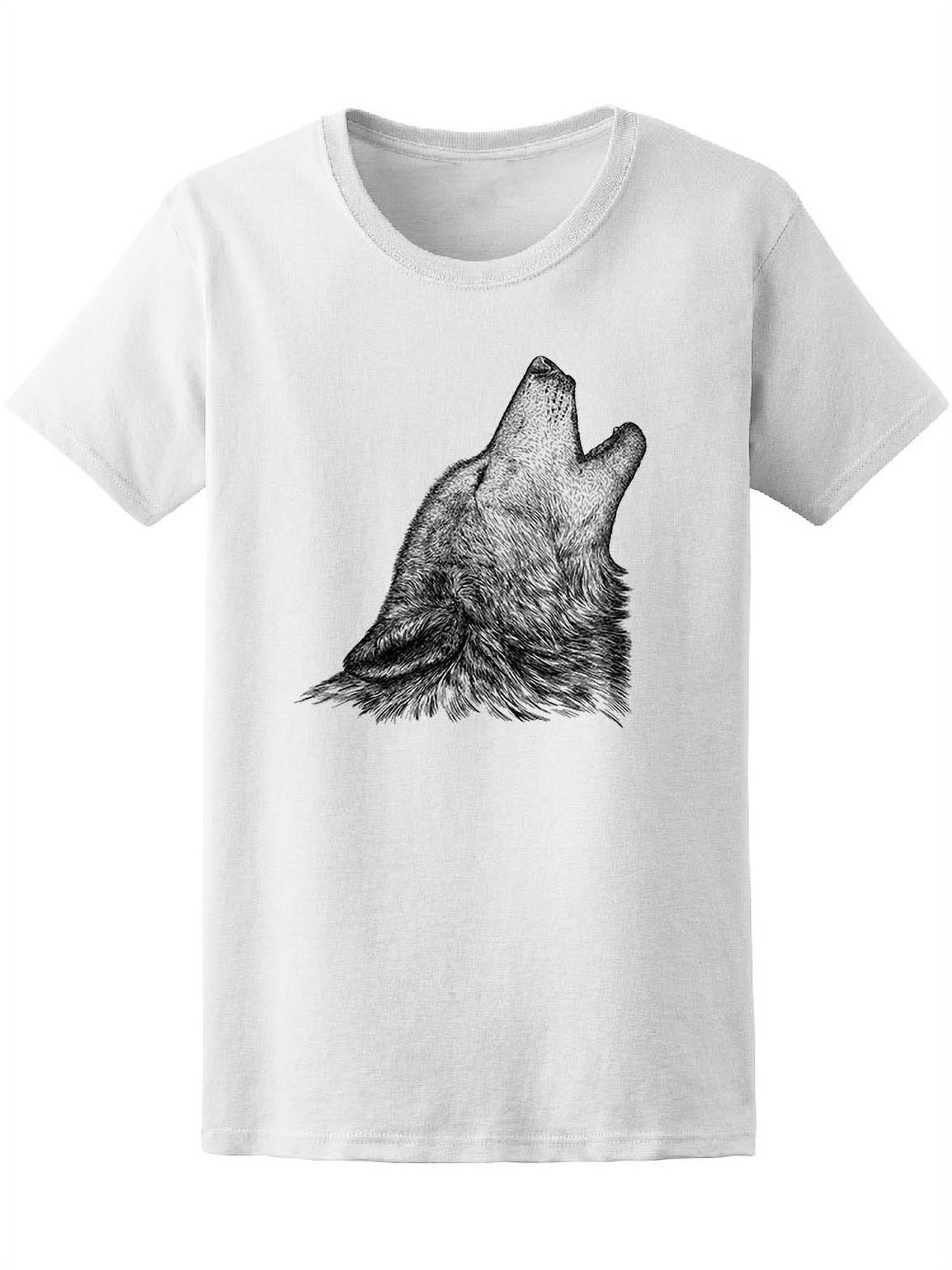 B&W Howling Wolf T-Shirt Women -Image by Shutterstock, Female Medium ...