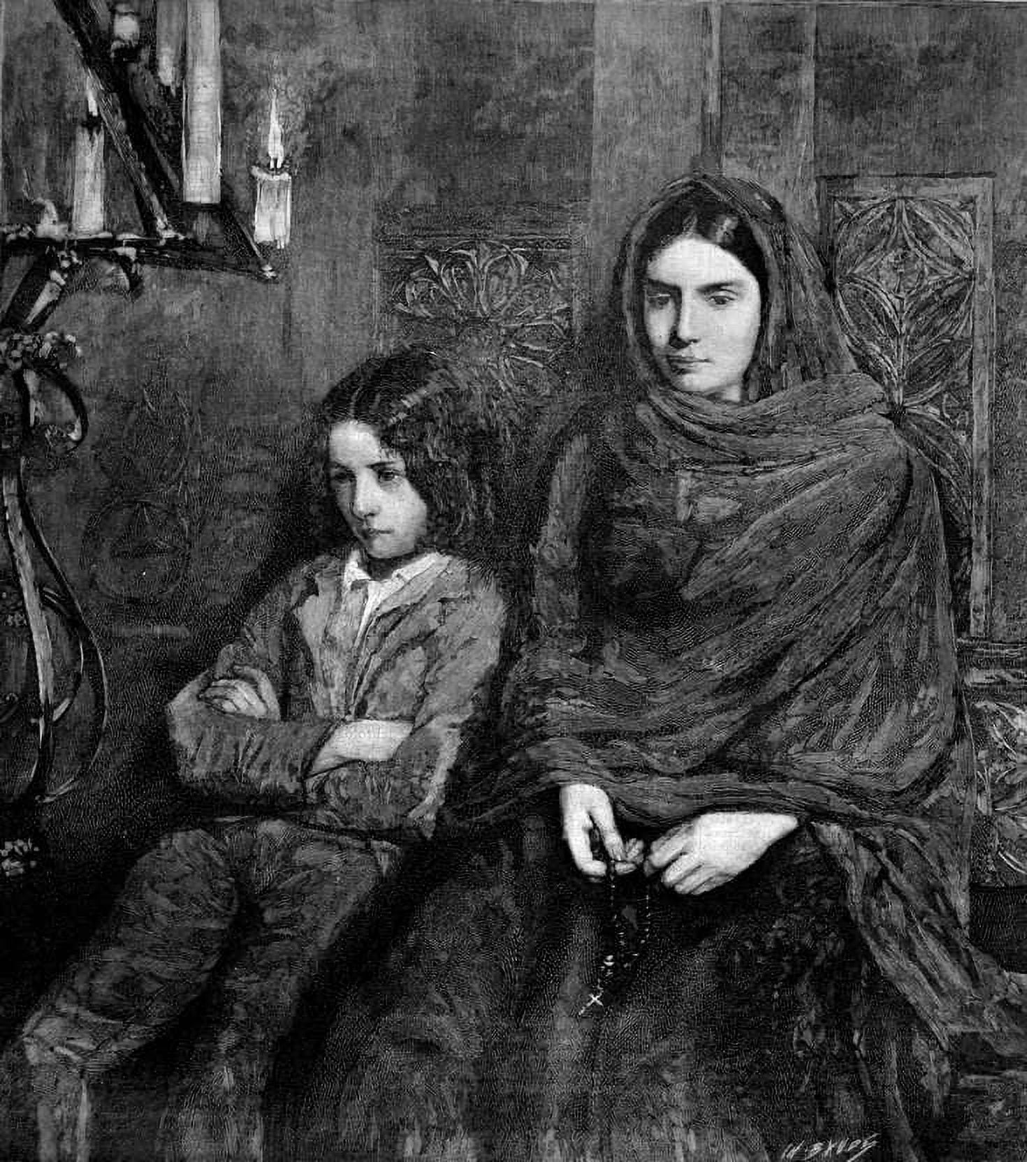 B & W Mother and daughter awaiting Decorative. Home Graphic Art Design ...