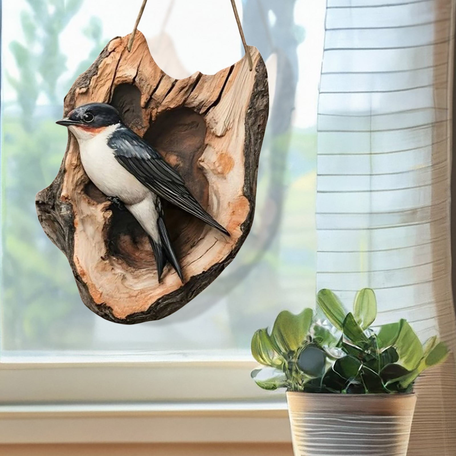 B Wall Hanging Wall Hanging 2D Wooden Birds Decoration Rural Style Gift ...