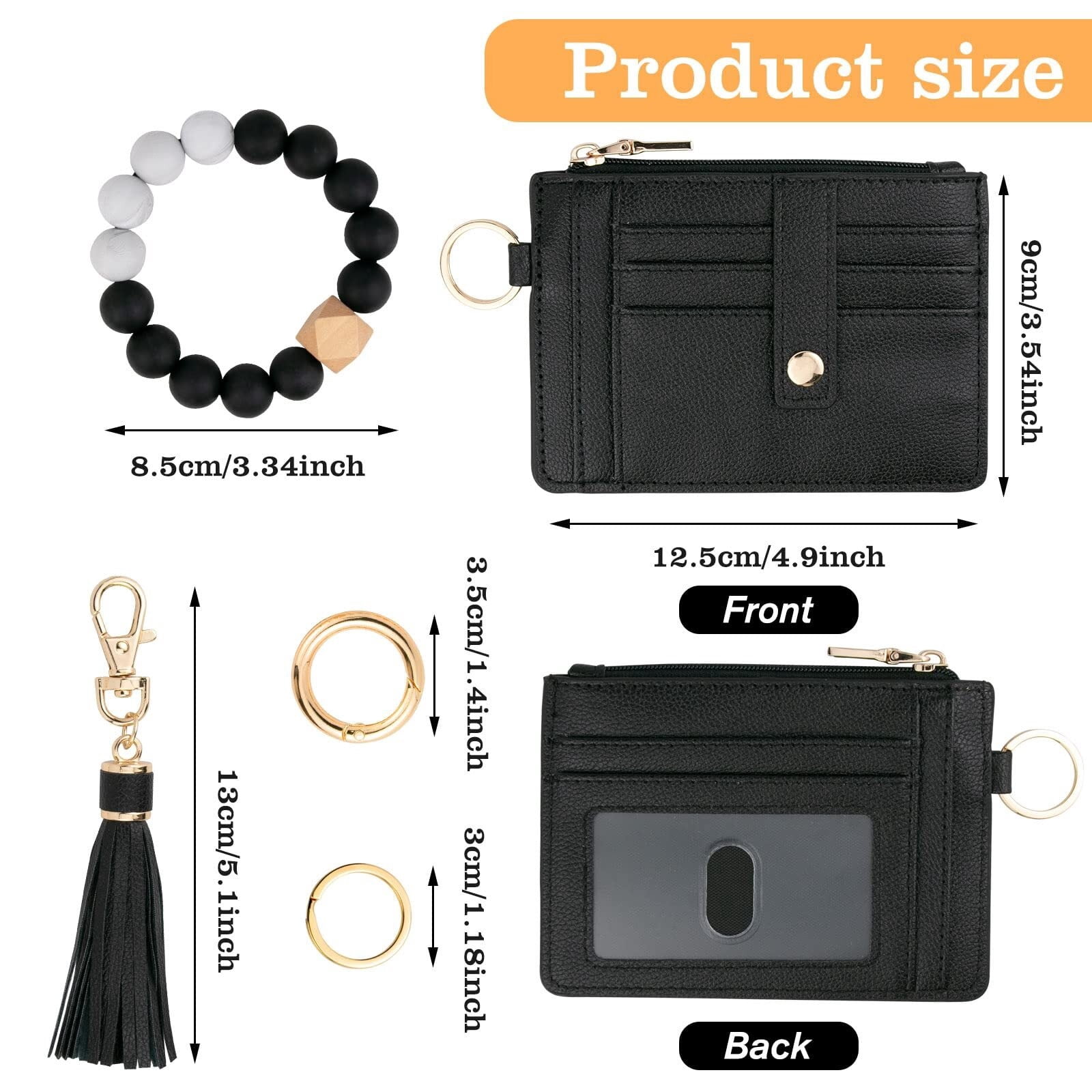 B Wallet Keychain Wristlet for Women,Slim RFID Credit Card Holder Purse ...