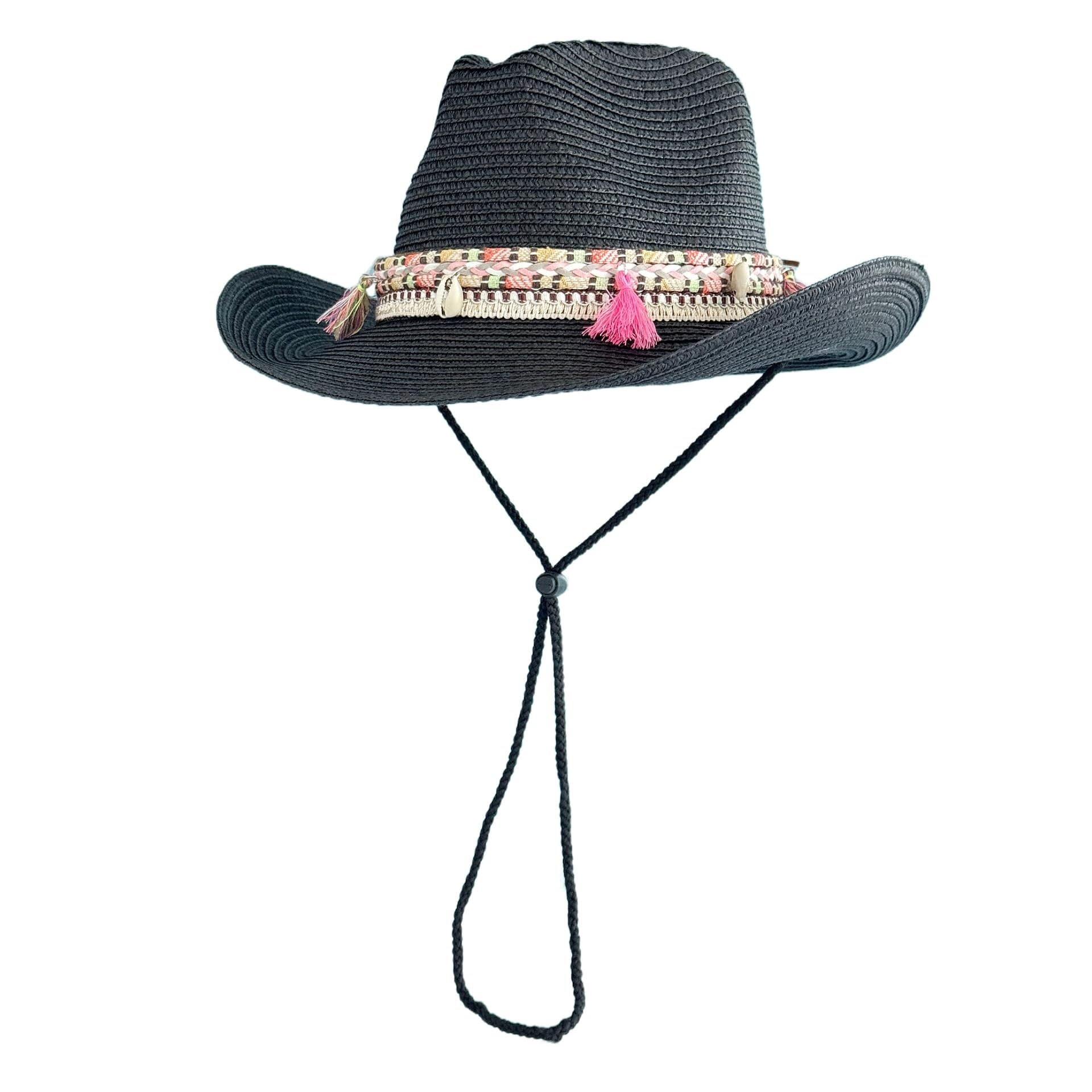 B Western Cowboy Straw Hat for Men Women Cowgirl Wide Brim Summer Sun ...
