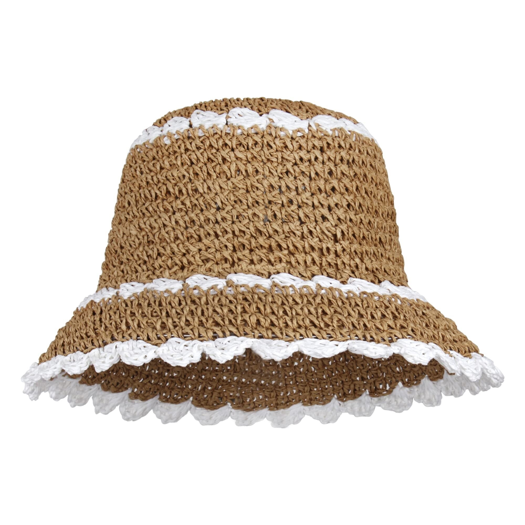 B Women Assorted Colors Wide Brim Straw Roll up Hat Beach Sun Hat ...