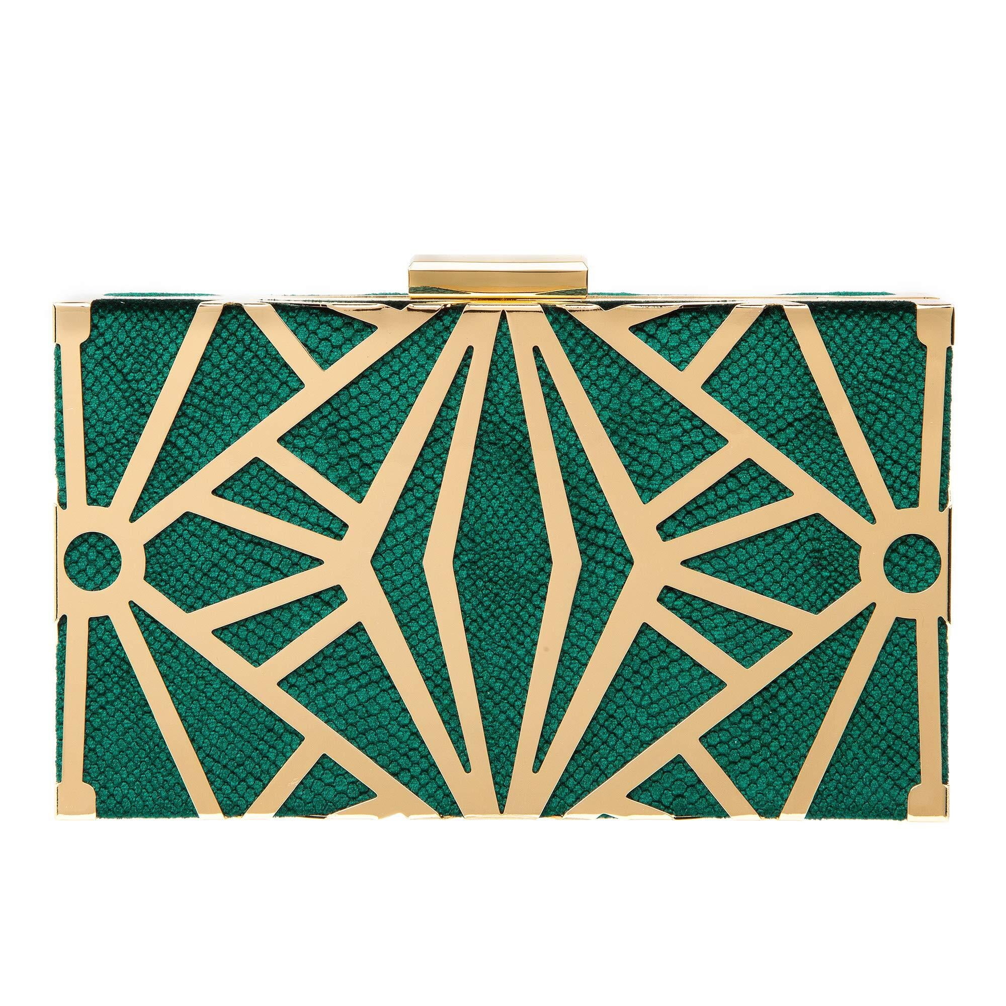 B Women Evening Bag Elegant Clutch Purse Exquisite Velvet Metal Hollow ...