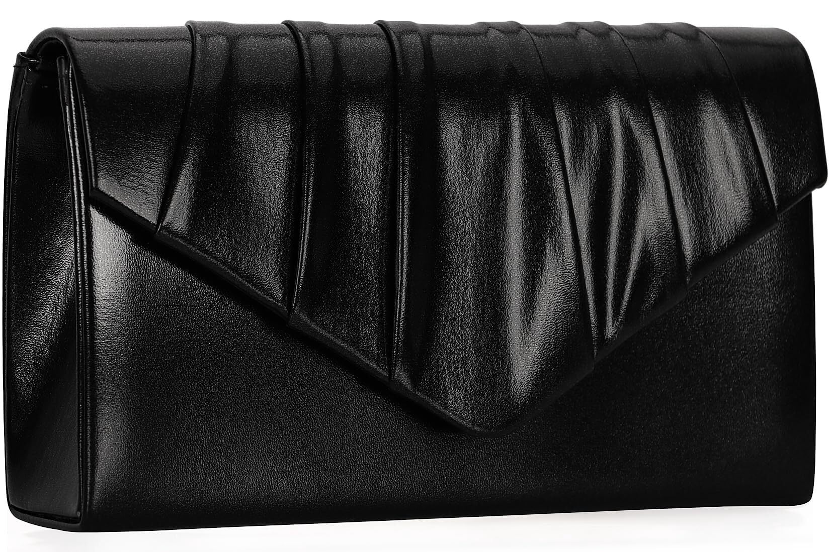 B Women Evening Bag Metallic PU Clutch Handbag Pleated Flap Envelope ...