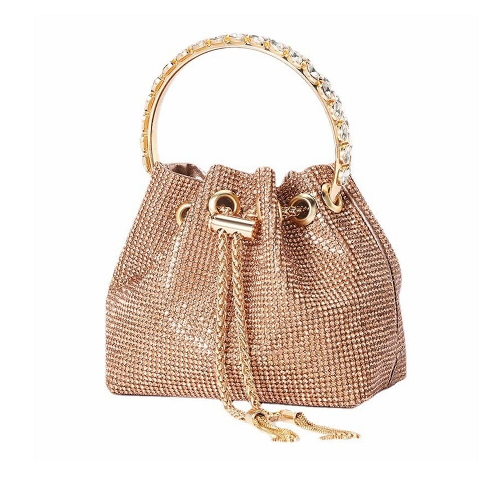 B Women Full Diamonds Bucket Handbag Rhinestone Clutch Purse Evening ...