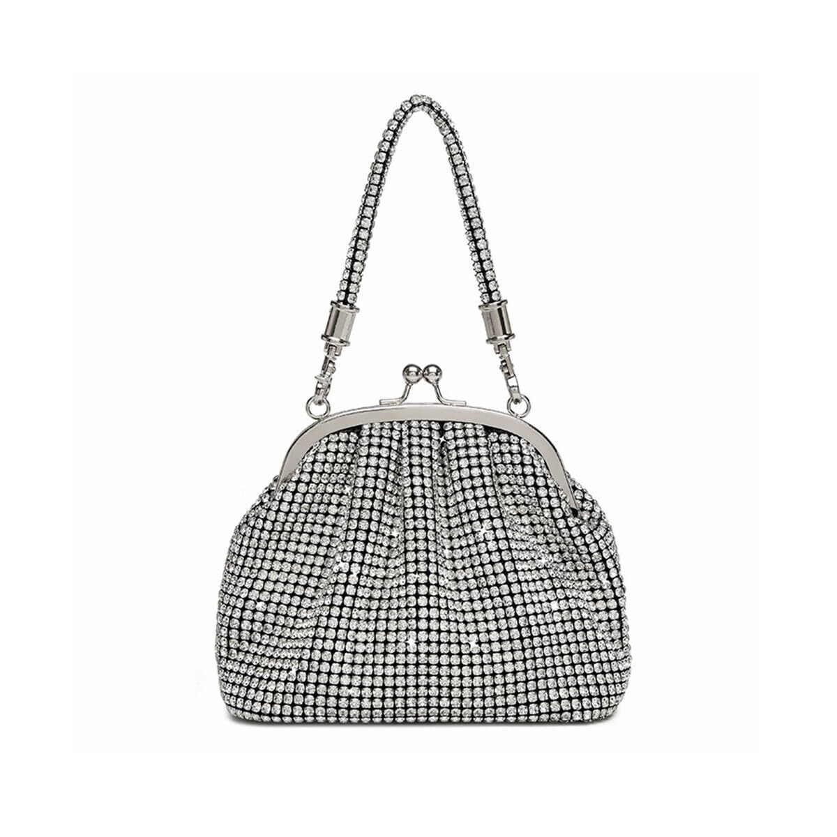 B Women Full Diamonds Bucket Handbag Rhinestone Clutch Purse Evening ...