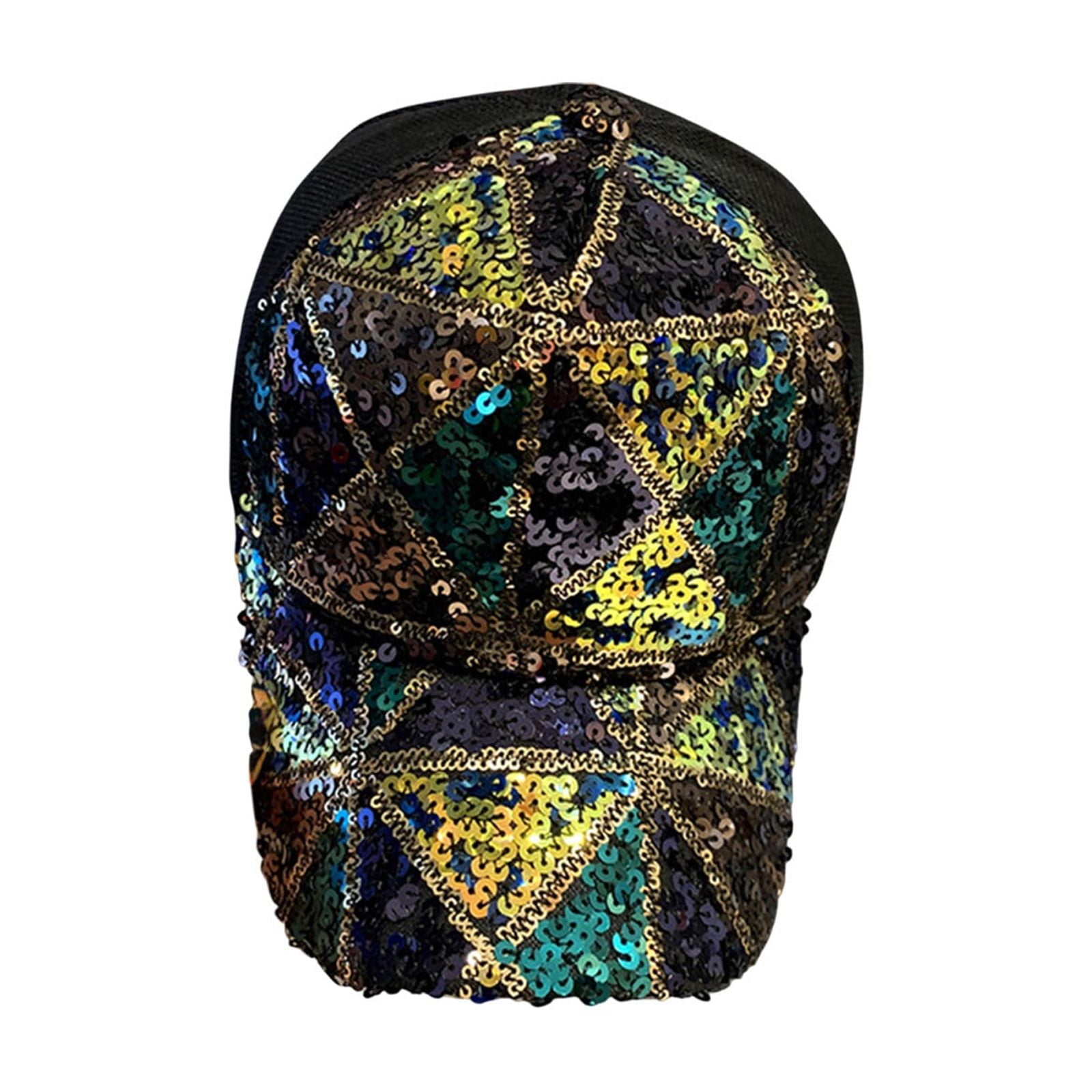 B Women Glitter Sequin Baseball Cap Adjustable Mesh Sun Hat For Outdoor ...