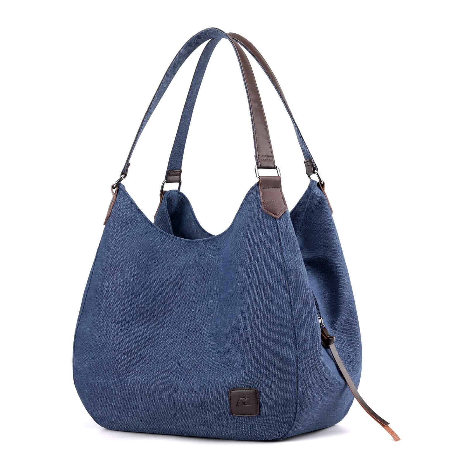 B Women's Multi-pocket Shoulder Bag Fashion Cotton Canvas Handbag Tote ...