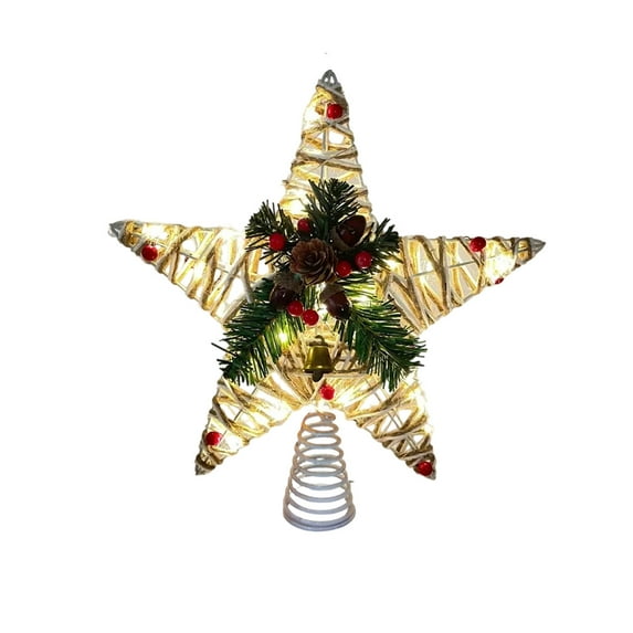 B Wrought Iron Christmas Tree Topper Star Ornament With Led Glow Powder ...