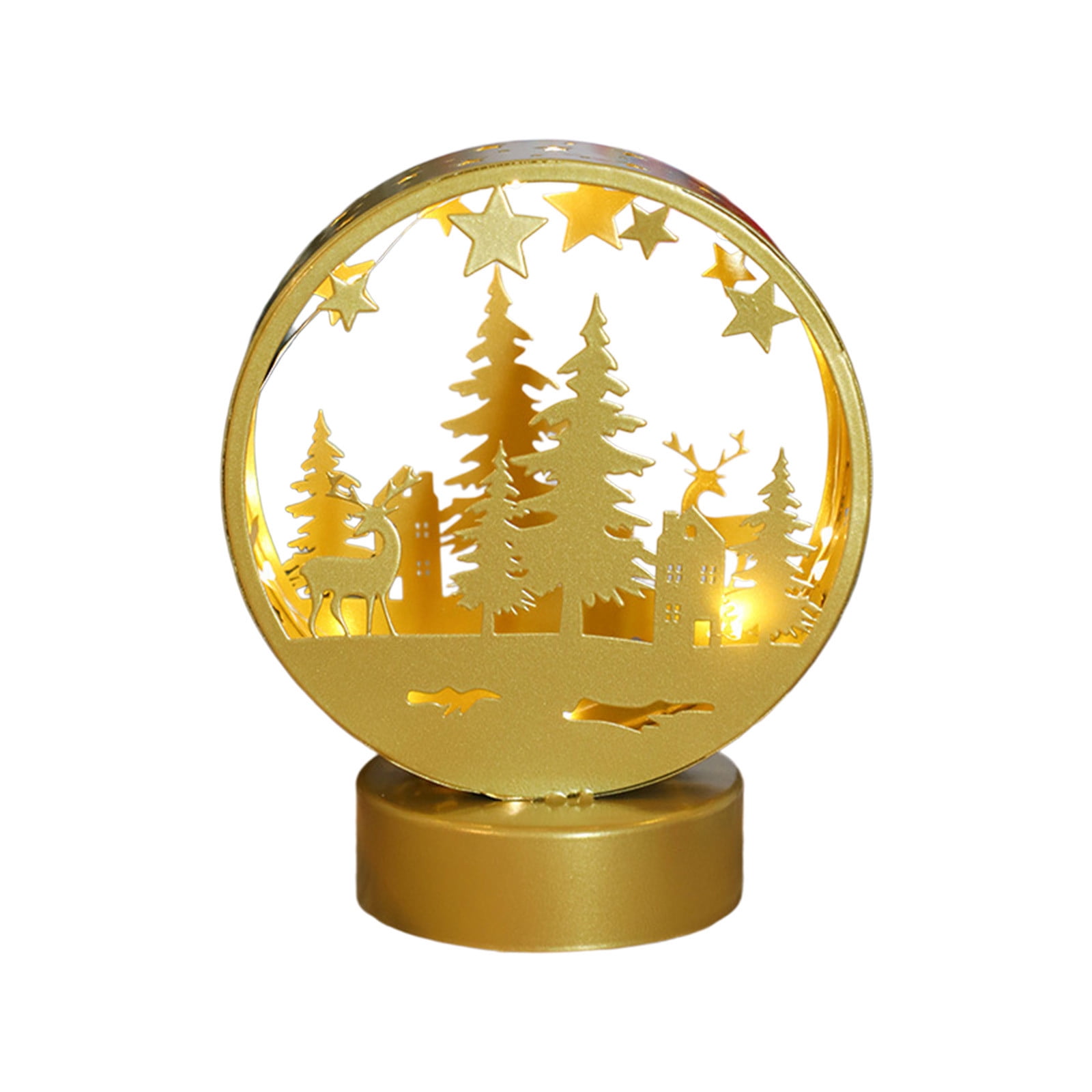 B Wrought Iron Led Christmas Night Light Hollow Design Glowing Craft ...
