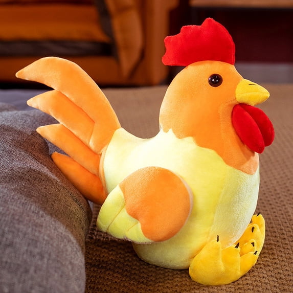 B Yellow Plush Chicken Stuffed Animal Rooster Soft Cute Farm Bird Toy ...