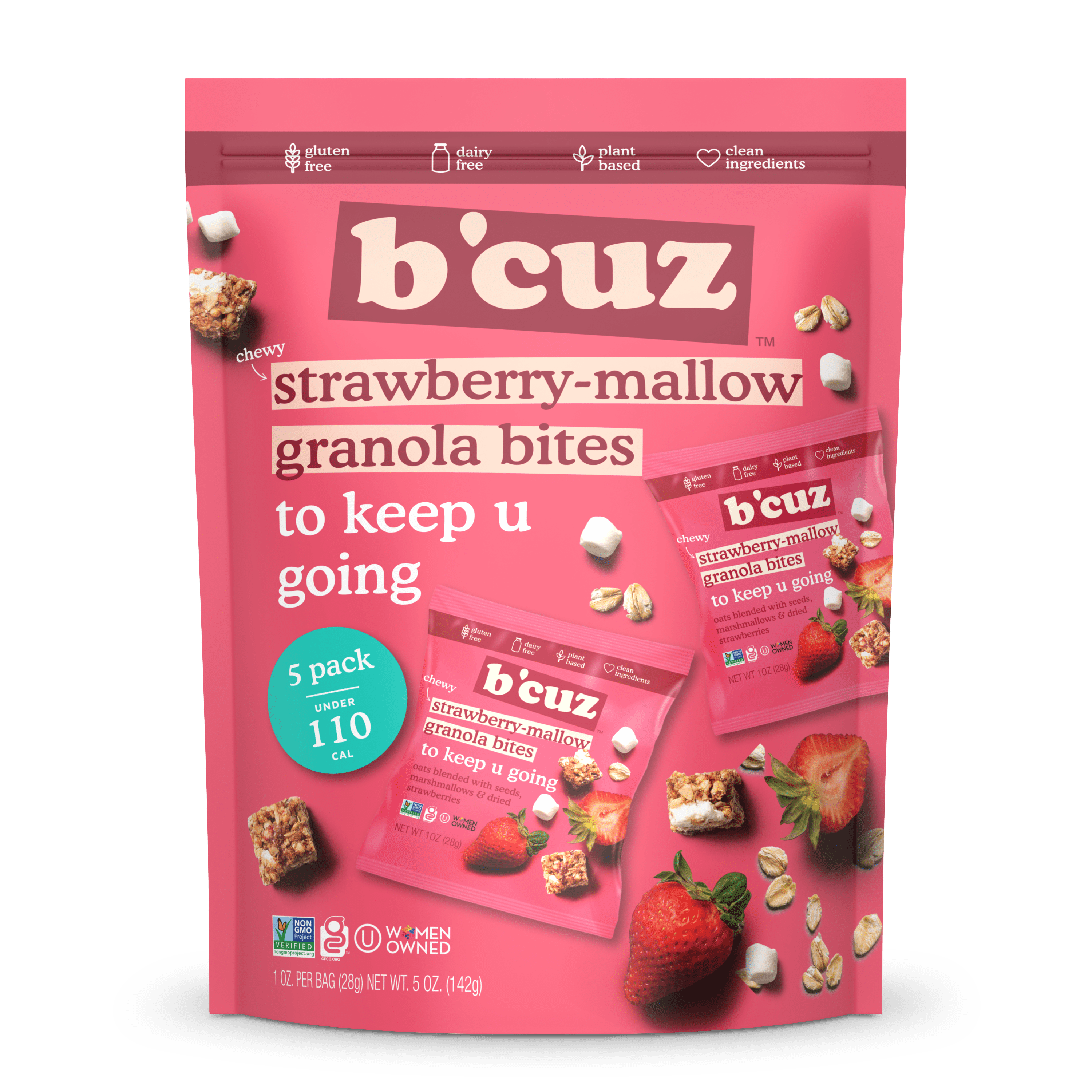B'cuz Granola Bites Strawberry Mallow 1oz, 5 Pack of 1 oz bags ...