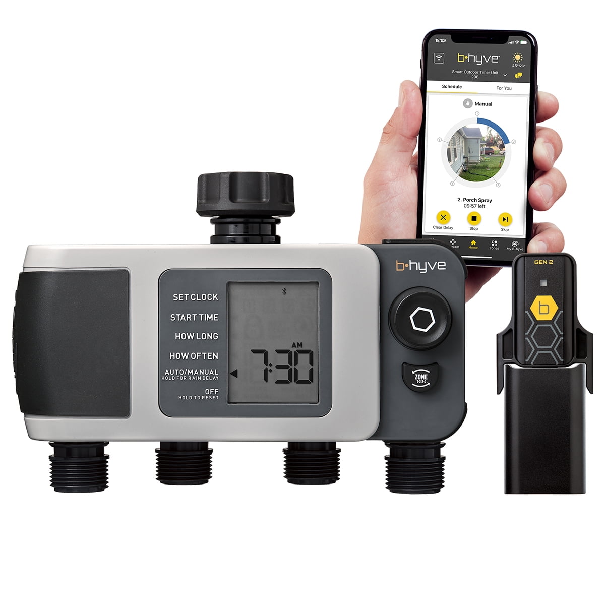 B-hyve XD Bluetooth 4-Outlet Hose Faucet Timer w/Hub - Walmart.com