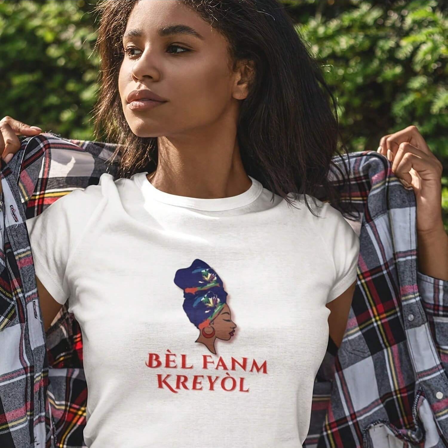 Bèl Fanm Kreyòl Beautiful Creole Woman Haitian An Heritage T-Shirt ...