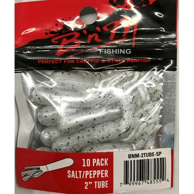 B'n'M Pole Company 2" Tube Bait, Salt & Pepper Fishing Lures for ...