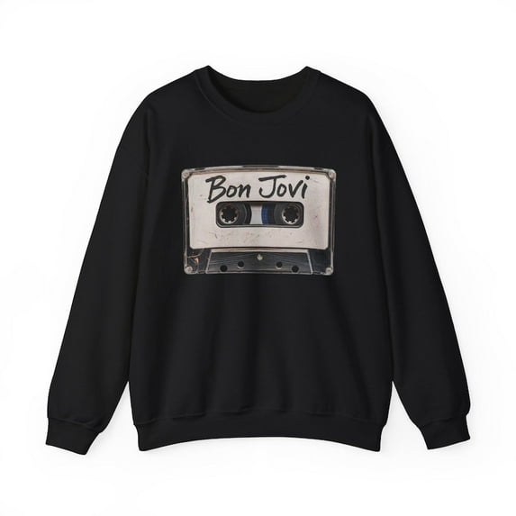 B.o.n Jo.vi Cassette Tape Sweatshirt Retro Cassette Tape Music Graphic ...