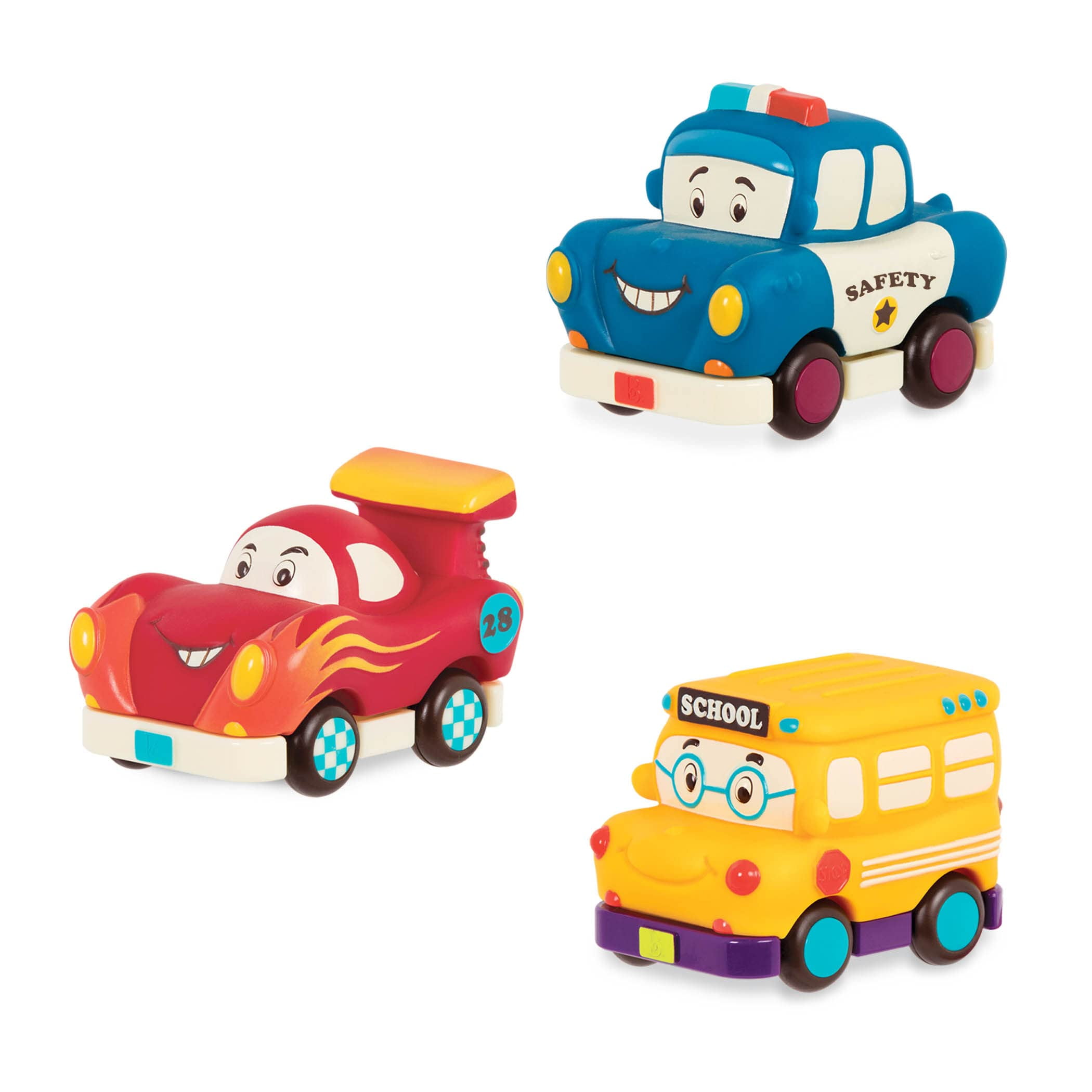 B. toys – Mini Wheeee – ls! – 3 Pieces Mini Pull – Back Vehicles Set ...