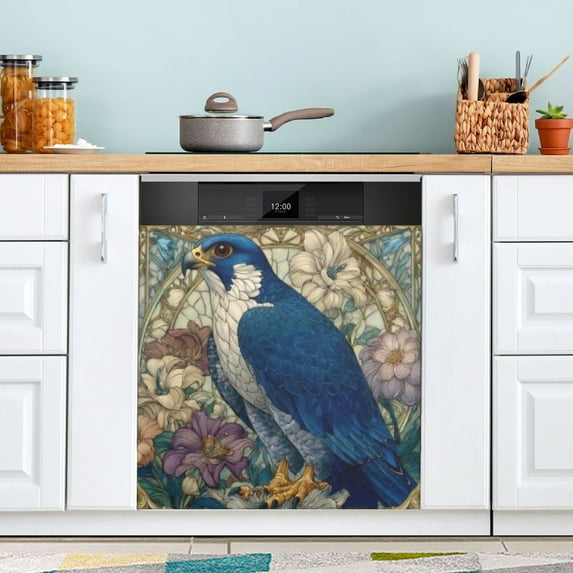 BZSMCE Dishwasher Magnet Cover Magnetic Sticker Creatively Floral Blue ...