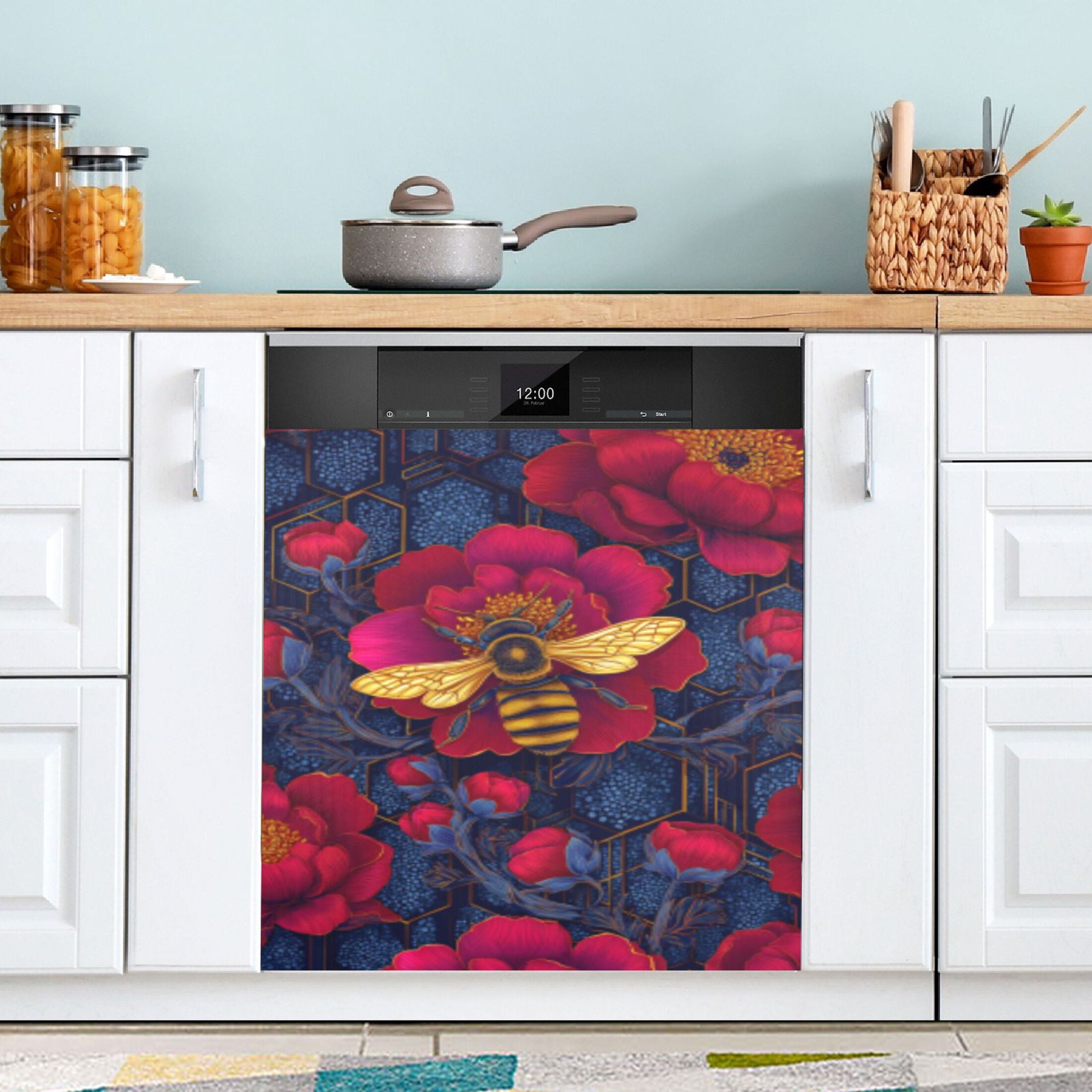 B01P22035BZSMCE Dishwasher Magnet Cover Magnetic Sticker Creatively Red ...