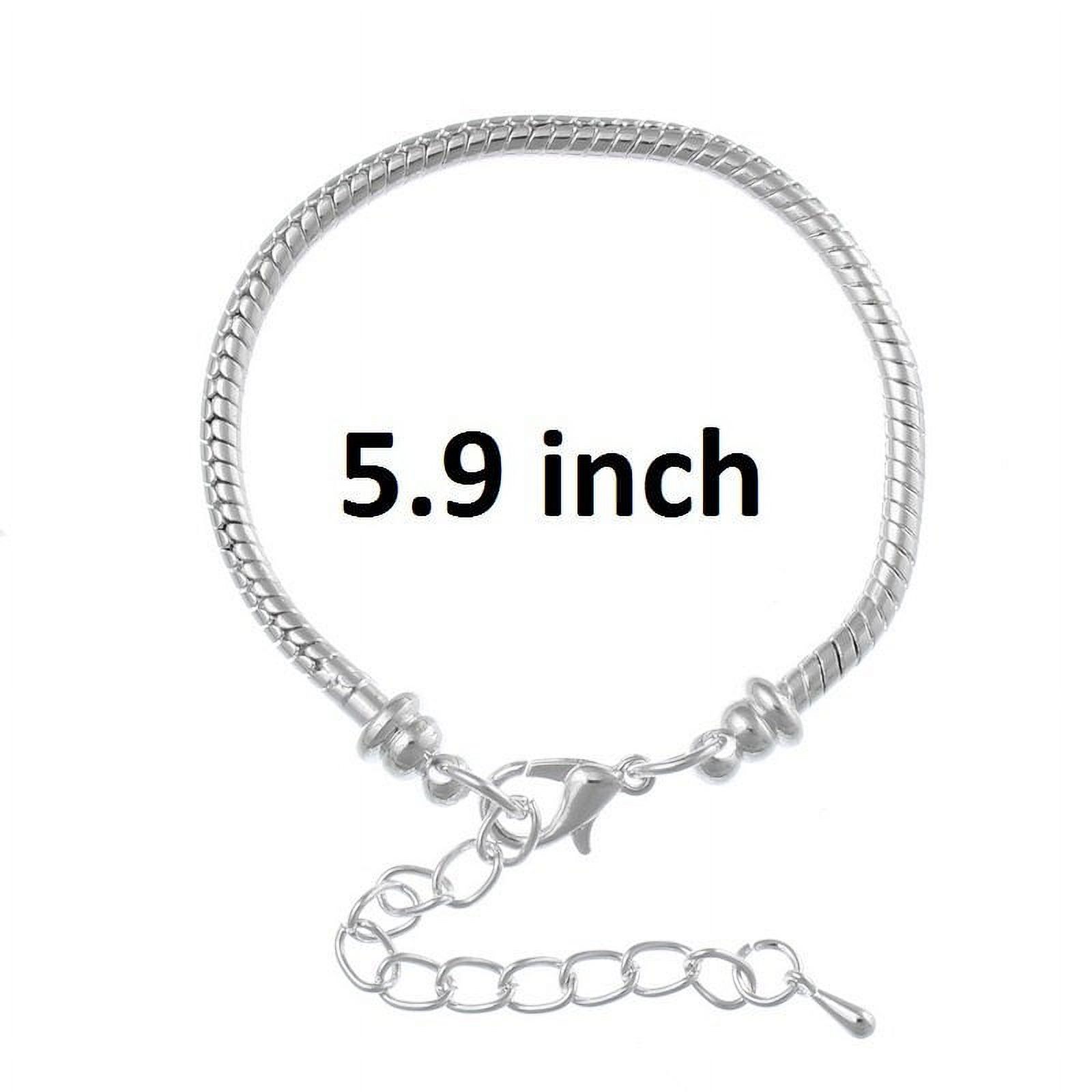 B045 - 5 pcs. Silver Plated European Snake Chain Bracelets with Chain ...