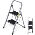 B0B0KY Grey 2-Step Folding Ladder， Anti-Slip Step Stool Tool for ...