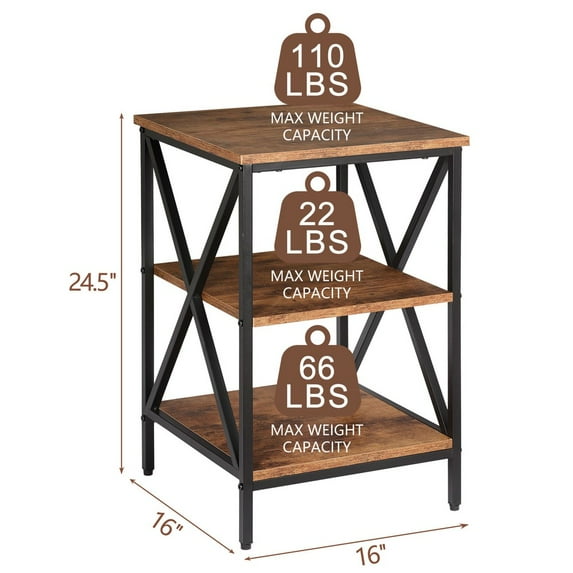 B0B0KY Rustic Metal Side Table, Multi-Layer Sofa End Table for Home ...