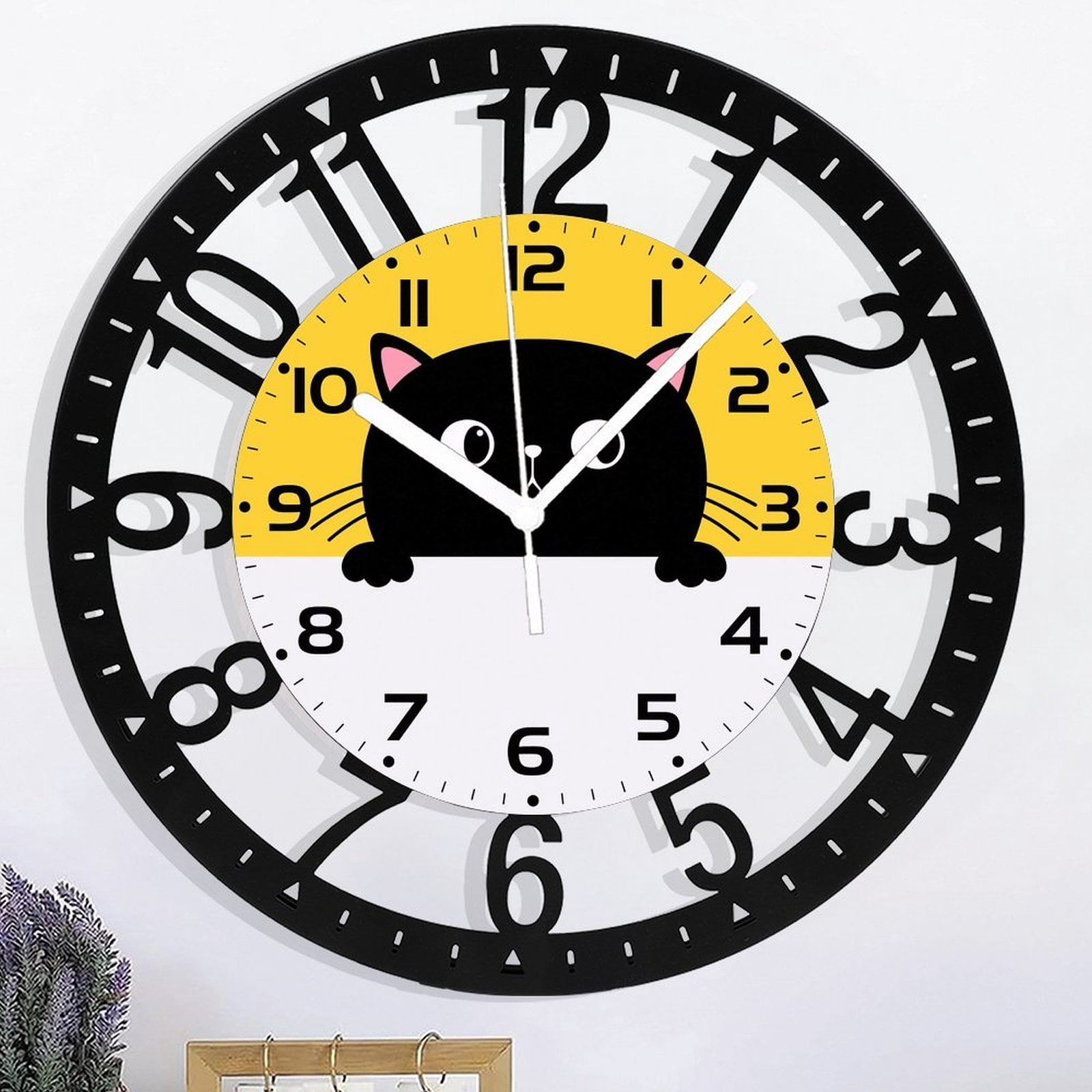 B0DLGCZTLP Iron Wall Clocks,Funny Black Cat- Wall Clock Decorative,Cat ...