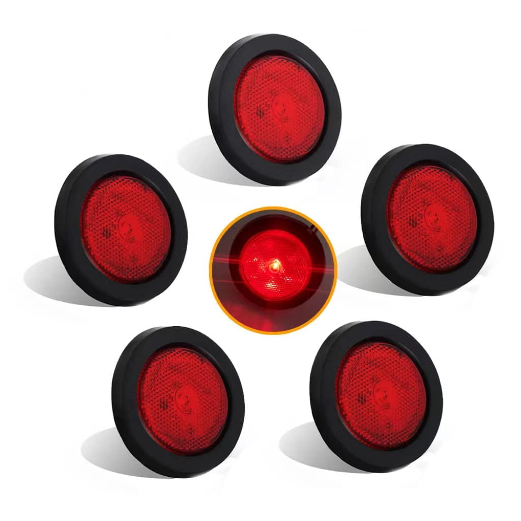 NOVALITE 5X 2.5’’ Round GP27 Red Trailer LED Side Marker Lights, Sealed ...