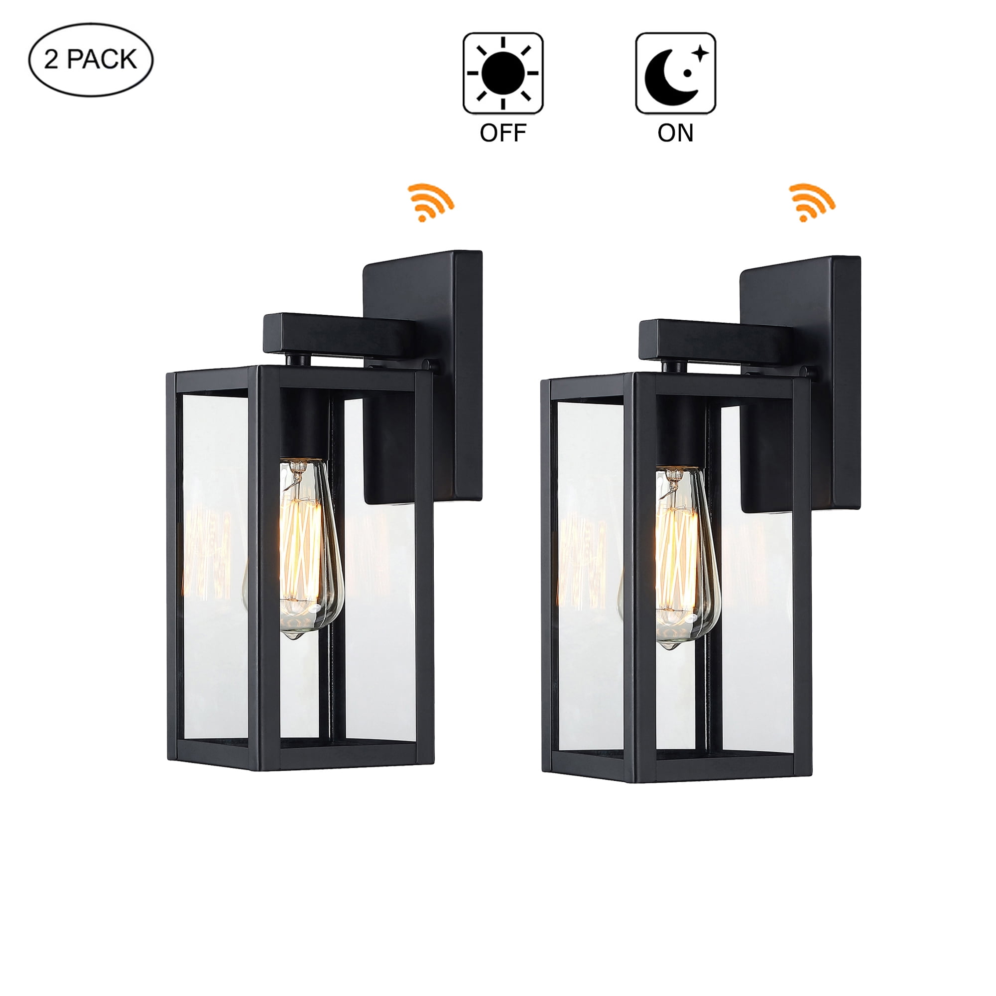 B1 Matte Black Wall Lights Dusk to Dawn Sensor Outdoor Lighting Wall ...