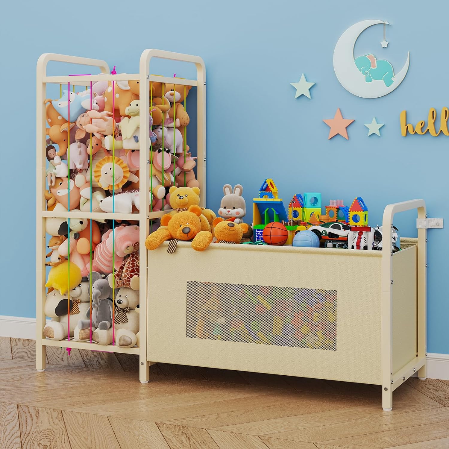 B10 Storage Organizer with Stuffed Animal Storage, Large Toy Box Chest ...
