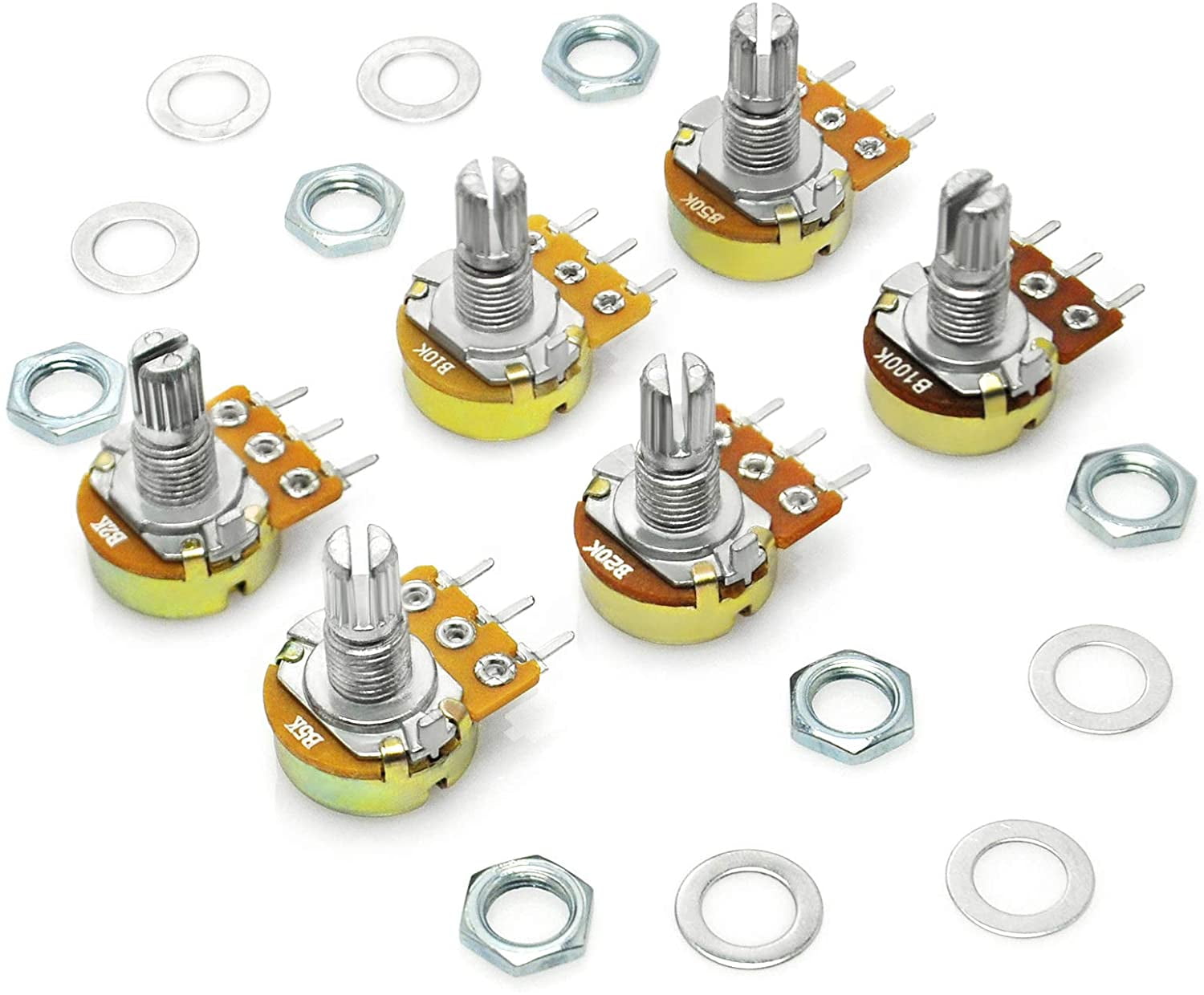 B10K B100K B5K B50K B2K B20K Ohm Knurled Shaft Linear Rotary Taper ...