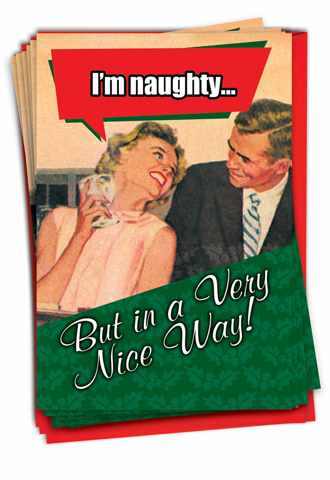 B1125 Naughty In Nice Way' Pack of 12 Funny Merry Christmas Note Cards ...