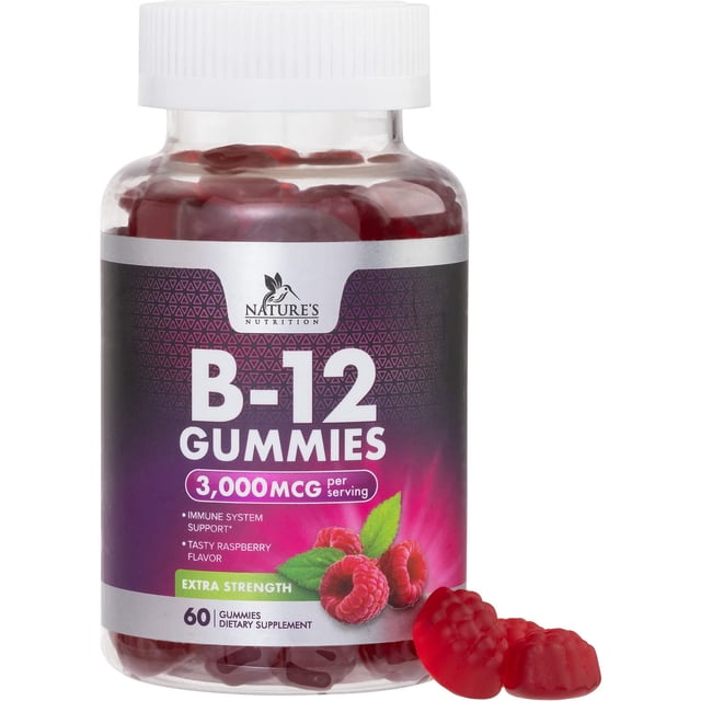 Nature's Nutrition B12 Energy Gummy, 3000 mcg, Immune Support, Berry ...