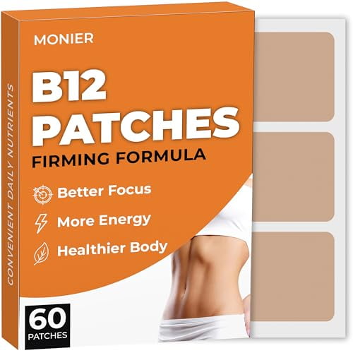 B12 Patches (Pack of 60) - 100% Natural Patch for Women and Men - Energy, Focus & Body Support ...