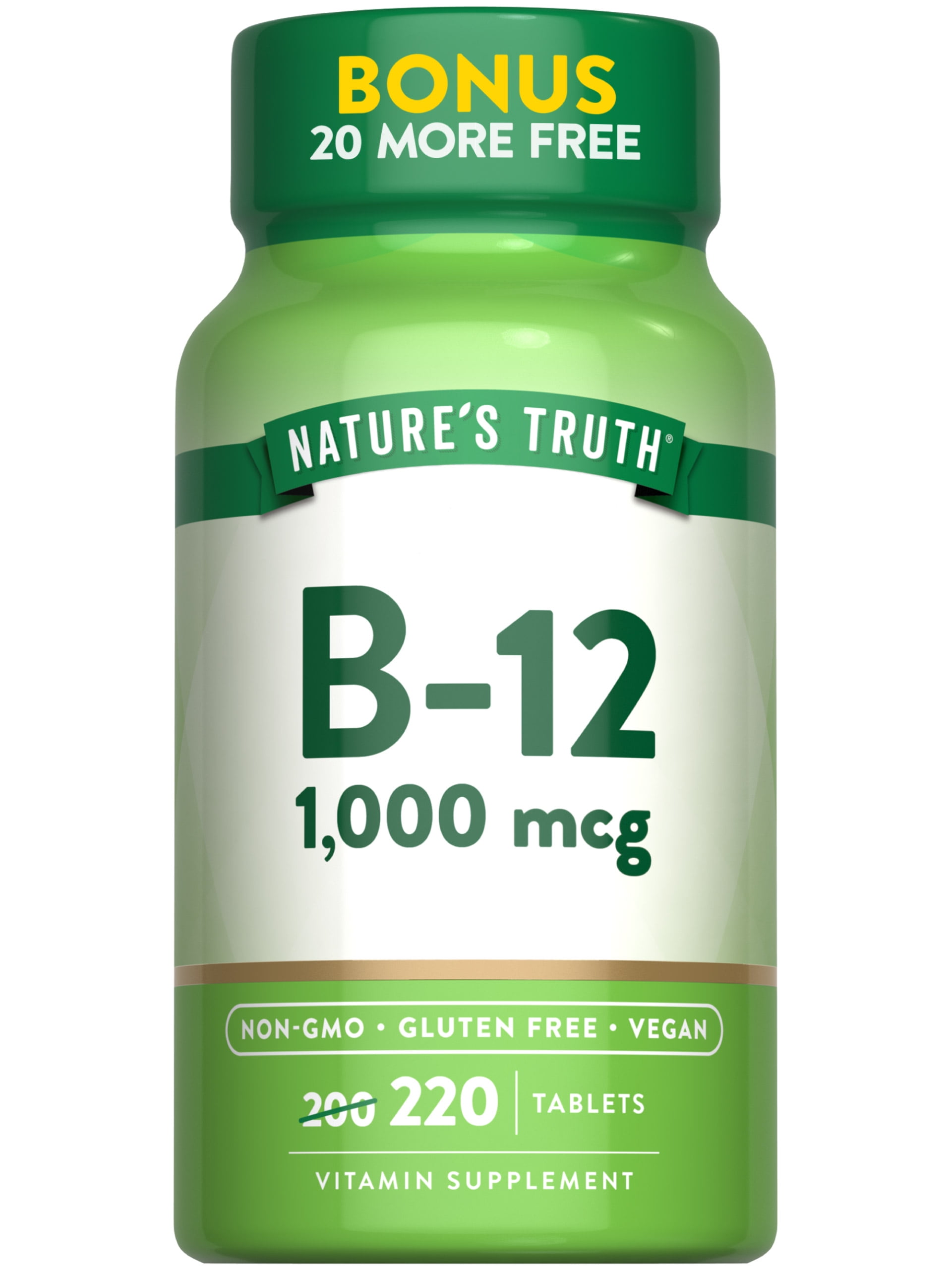 B12 Vitamin Tablets | 1000 mcg | 220 Count | Non-GMO & Gluten Free | by ...