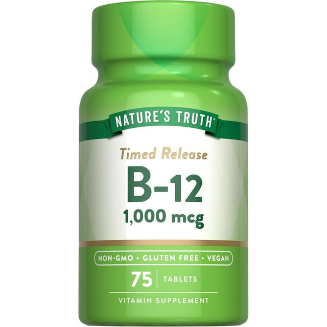 B12 Vitamin Timed Release Tablets | 1000 mcg | 75 Count | For Men and ...