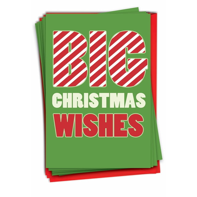 B1454K Pack Set Of Big Christmas Wishes Christmas Cards Cards - 12 ...