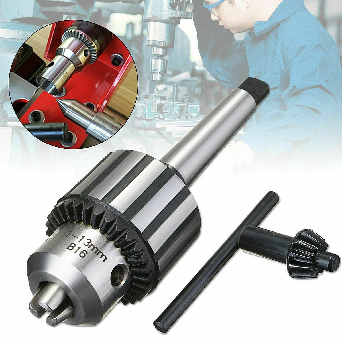 B16 1-13mm 1/2" Mini Lathe Bench Drill Chuck MT2 Taper Arbor Tool ...