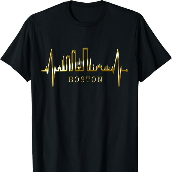 B1Oston SkY1Line Heartbeat Silhouette Heart I Love B1Oston MA T-S1Hirt ...