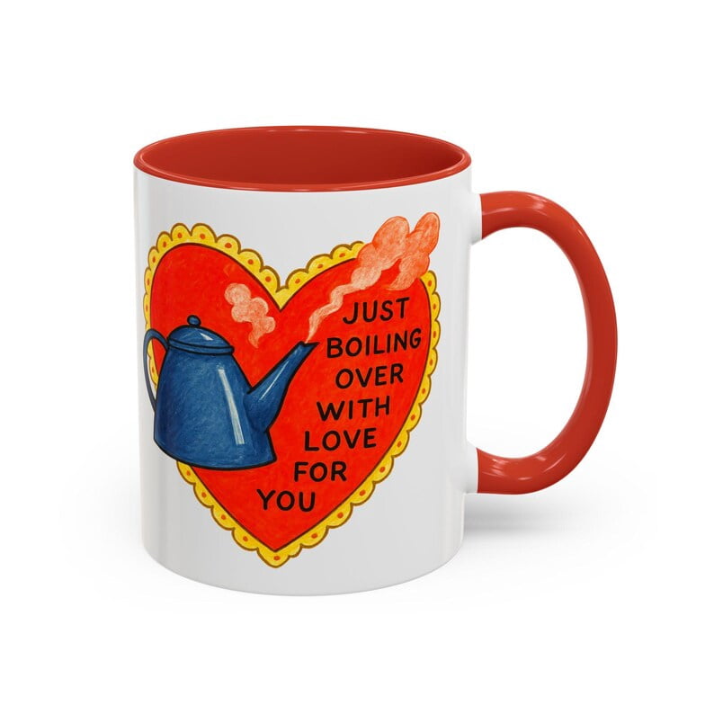 B1oiling Over With Love Mug, Cute Teapot Heart Design VaL1entines ...