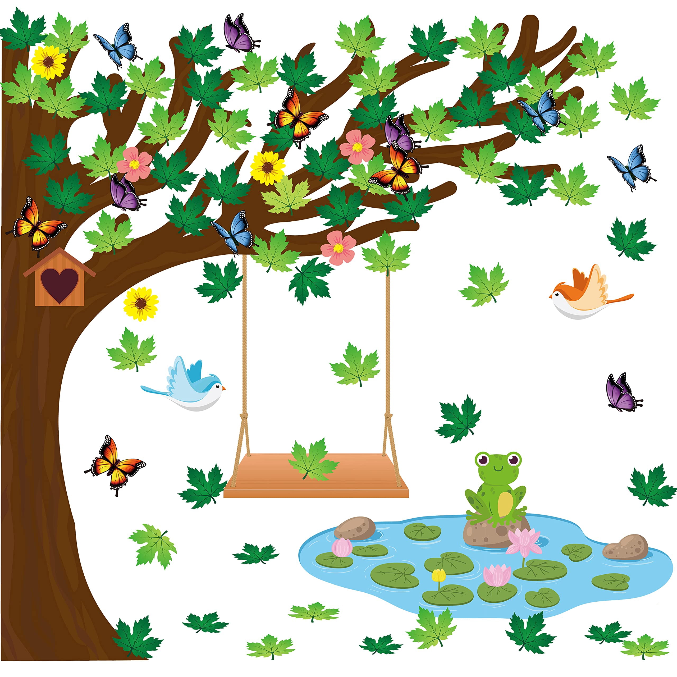 B1ykin 133Pcs Classroom Tree Bulletin Board Decor Spring Summer Trees ...