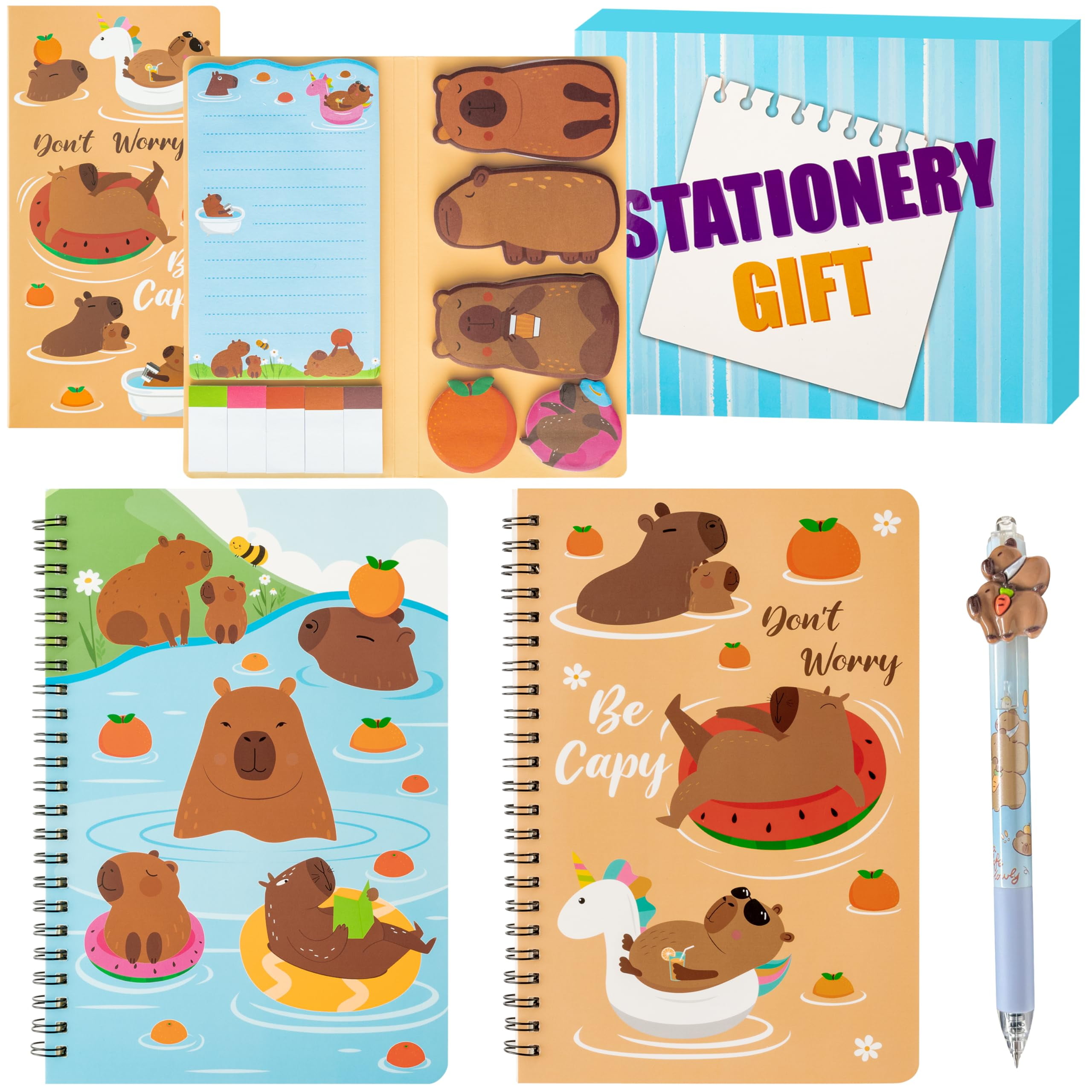 B1ykin Stationery Gift Set - 3Pcs Notebook Sticky Notes, Kawaii A5 ...