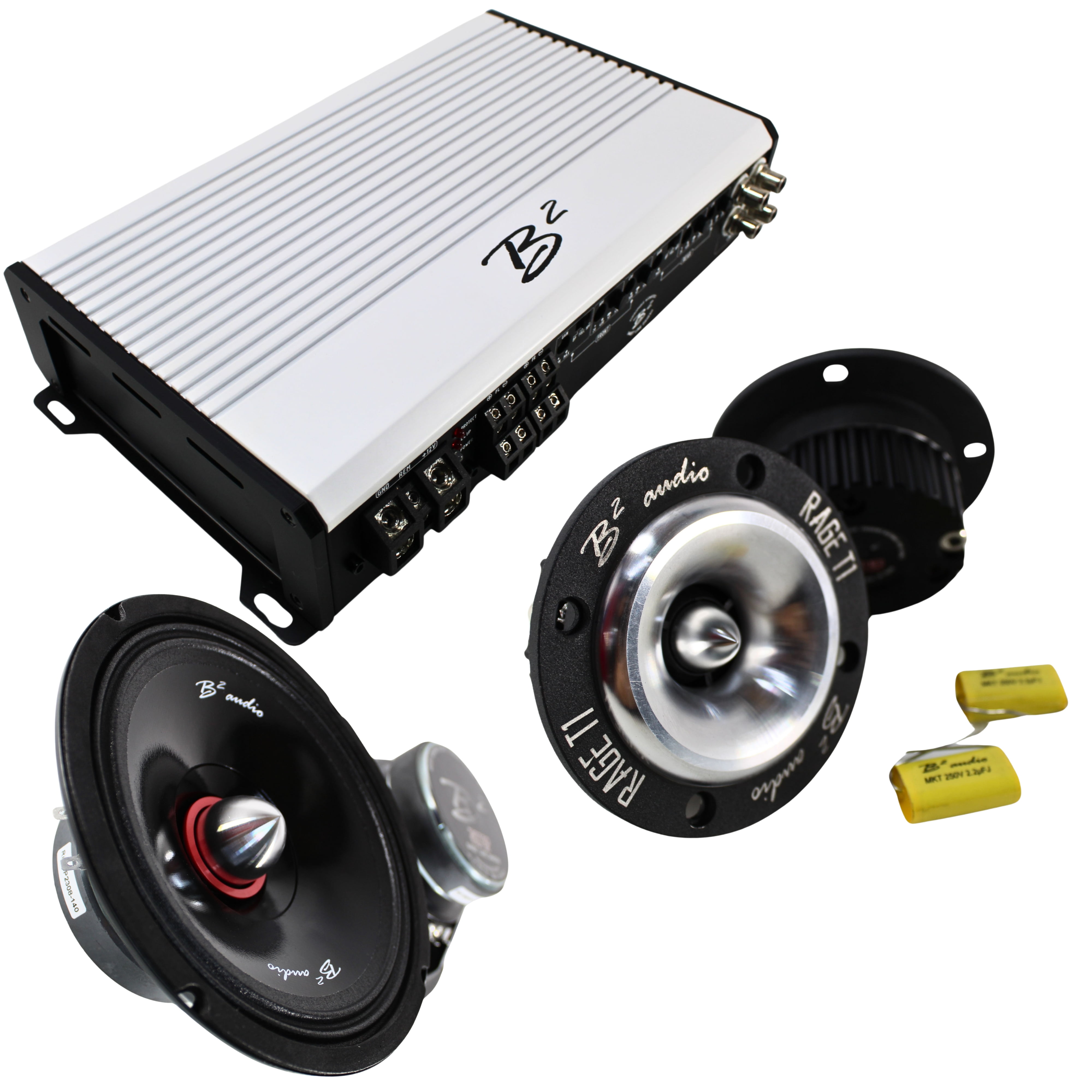 B2 Audio RAGE 4 Channel 1.2k Amp W/ 2 RIOT8P Sets + RAGE T1 NEO ...