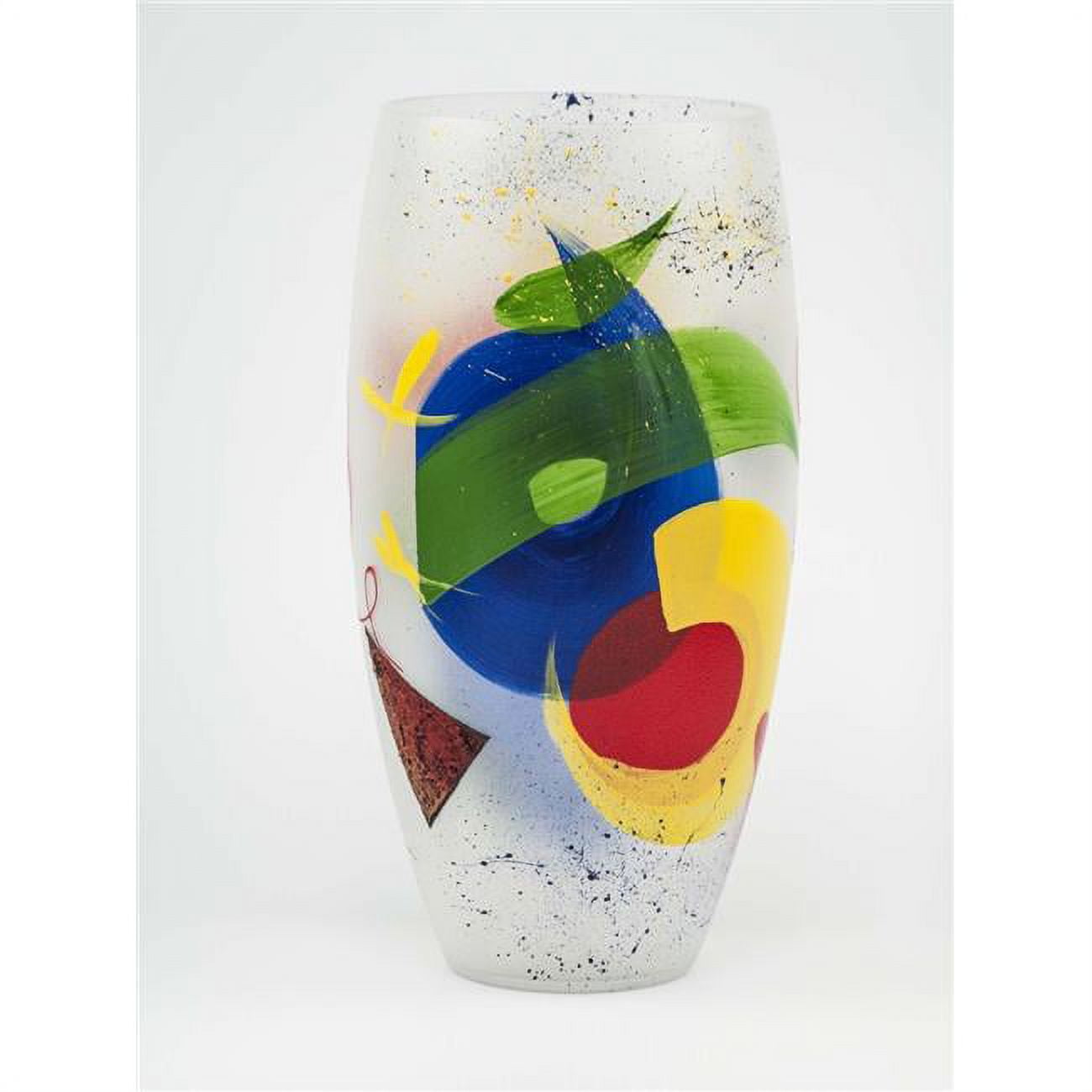 Handpainted Multicolor Glass Vase | Painted Art Glass Oval Vase ...