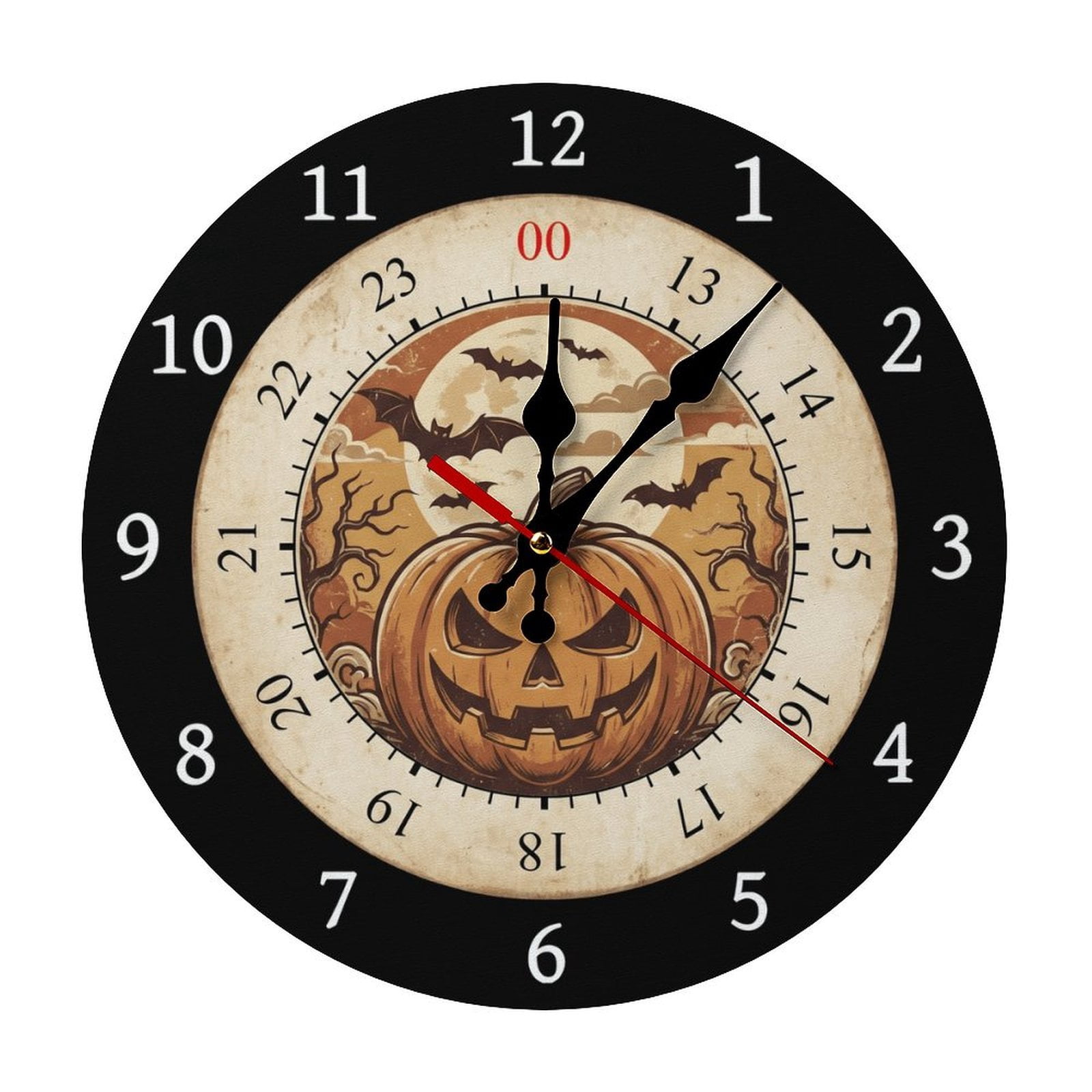 B21 Vintage Halloween PumpkinClassic Circular Wood Hanging Clock ...